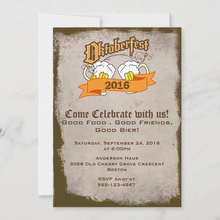 Oktoberfest German Festival Beer Steins Party Invitation | Zazzle