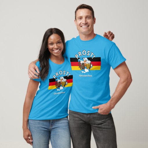 OKTOBERFEST Germany Flag PROST Cartoon Beers TEAL T-Shirt | Zazzle