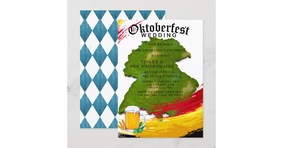 Oktoberfest Germany Map Bridesmaids Luncheon Invitation | Zazzle