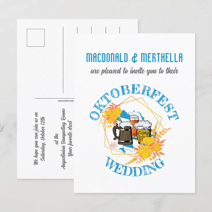 OKTOBERFEST Wedding Invitation Postcard | Zazzle