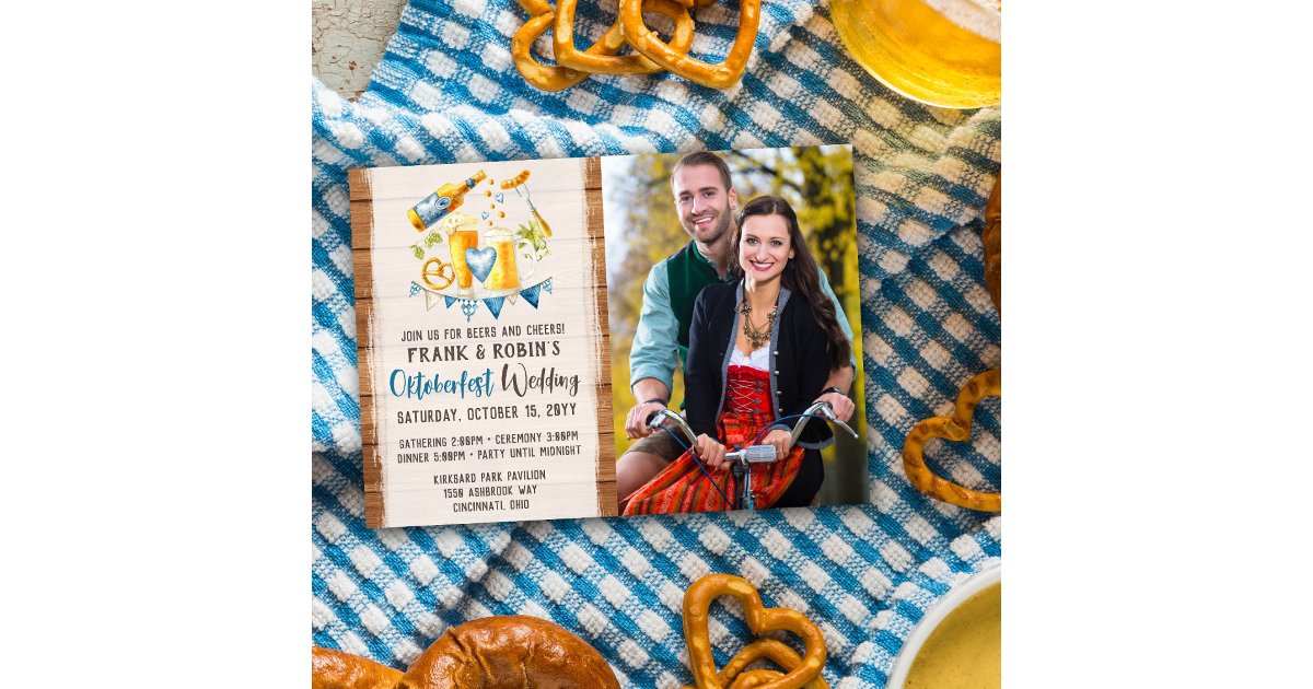 Oktoberfest Wedding Rustic Bavarian Party Photo Invitation | Zazzle