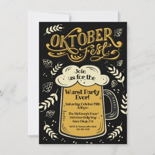 Oktoberfest Wurst Party Beer Mug Invitation | Zazzle