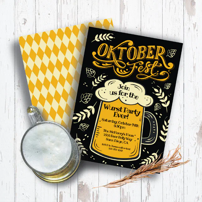 Oktoberfest Wurst Party Beer Mug Invitation | Zazzle