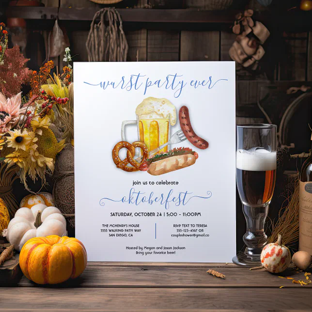 Oktoberfest Wurst Party Ever Modern Invitation | Zazzle