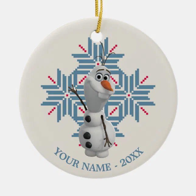 Olaf | Blue Snowflake Personalized Add Your Name Ceramic Ornament | Zazzle