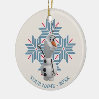 Olaf | Blue Snowflake Personalized Add Your Name Ceramic Ornament | Zazzle