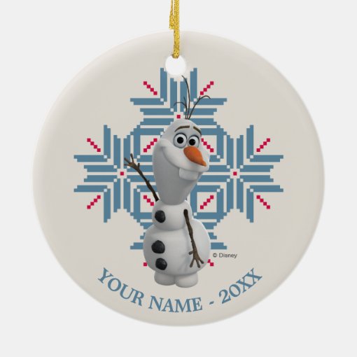 Olaf | Blue Snowflake Personalized Add Your Name Ceramic Ornament | Zazzle