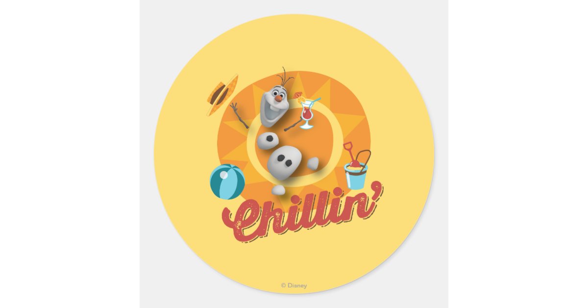 Olaf | Chillin' in Orange Circle Classic Round Sticker | Zazzle