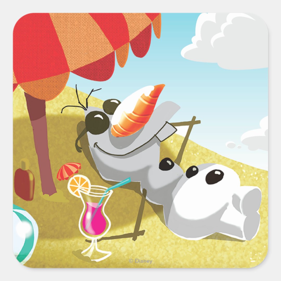 Olaf | Chillin' in the Sunshine Square Sticker | Zazzle