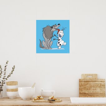 Olaf Licked By Wolf Poster | Zazzle