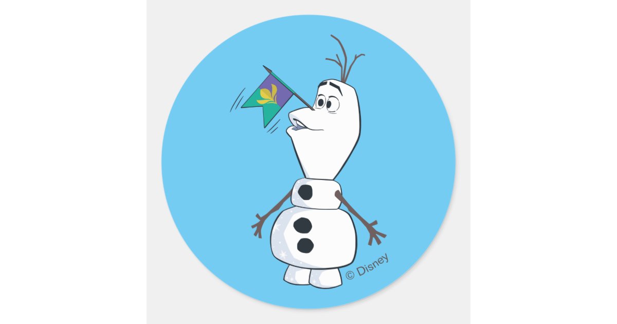 Olaf With Flag Nose Classic Round Sticker | Zazzle