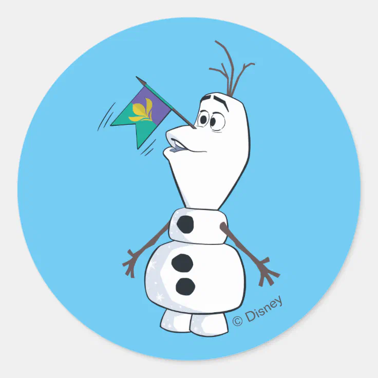 Olaf With Flag Nose Classic Round Sticker | Zazzle