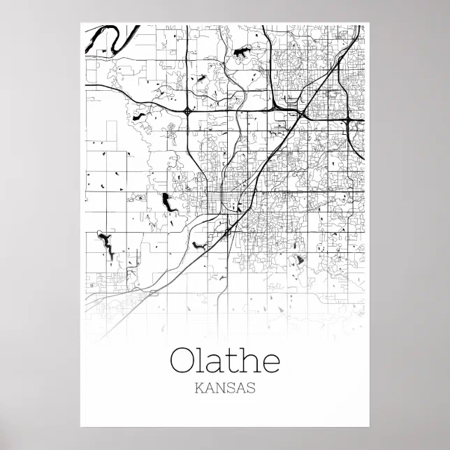 Olathe Map - Kansas - City Map Poster | Zazzle