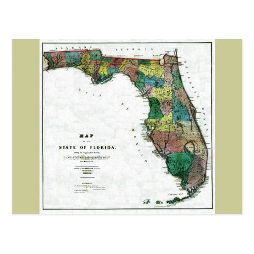 Old 1856 Florida Map Postcard | Zazzle