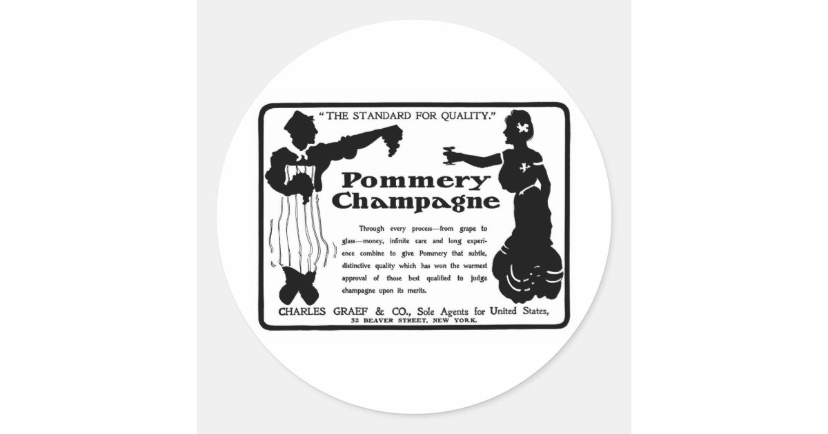 Old Advert Pommery Champagne Classic Round Sticker | Zazzle