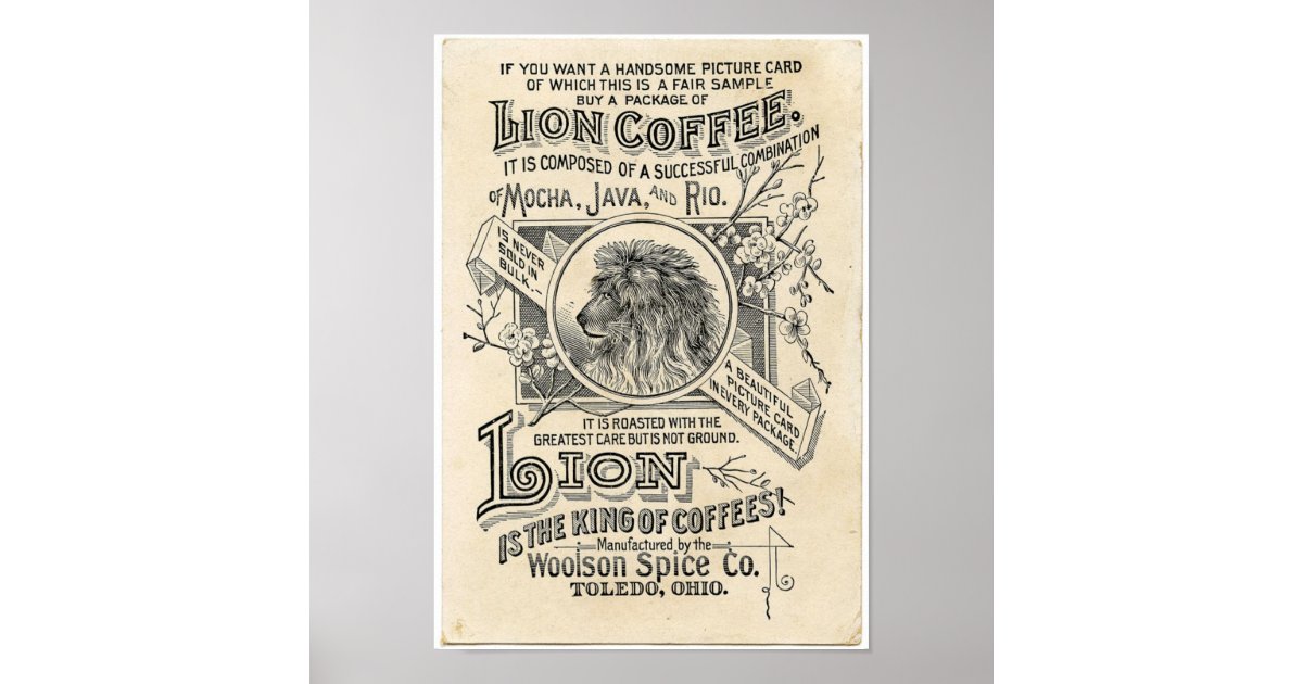 Old Advertising Lion Coffee Poster | Zazzle