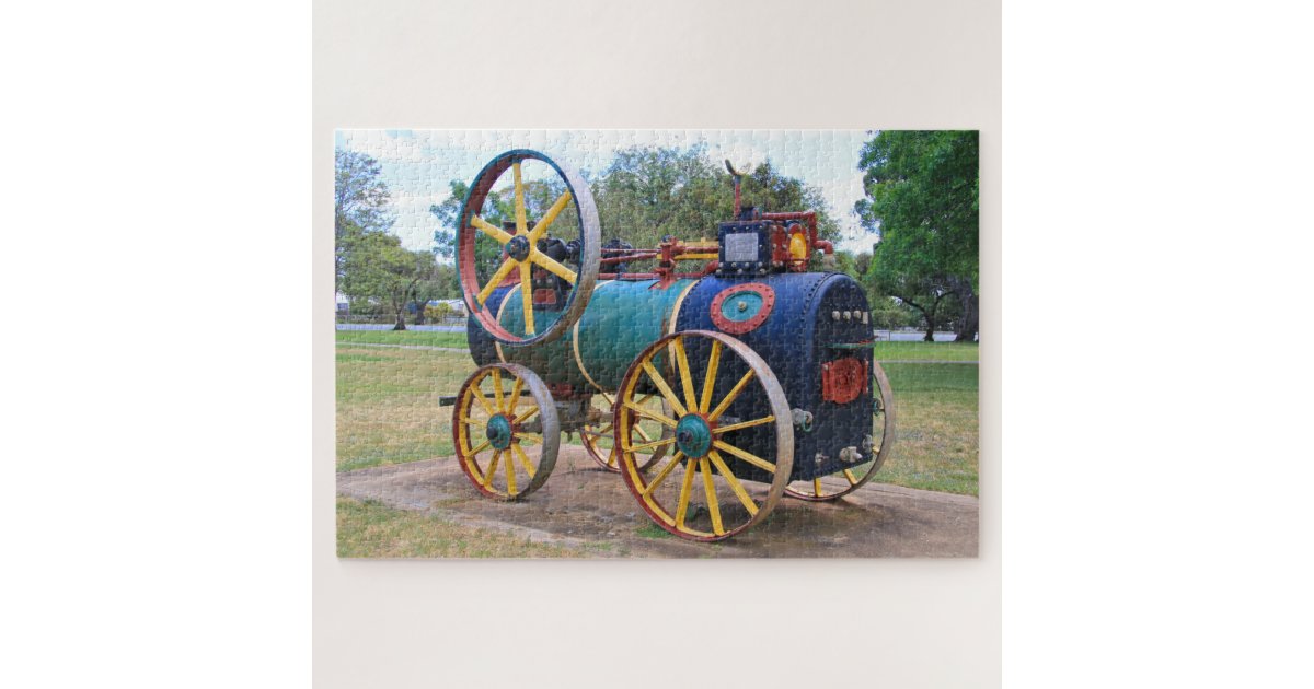 Old agricultural steam engine jigsaw puzzle | Zazzle