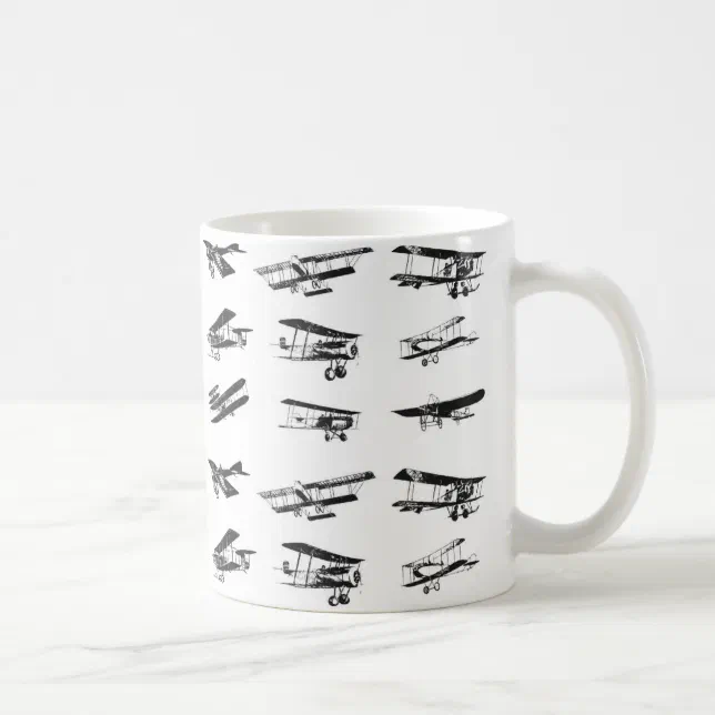Old airplanes in black and white, vintage aircraft coffee mug | Zazzle