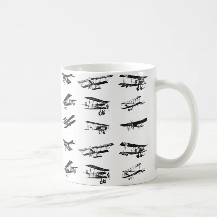Old airplanes in black and white, vintage aircraft coffee mug | Zazzle