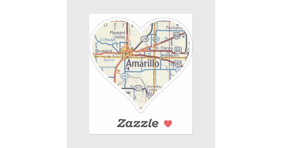 Old Amarillo Texas Map Sticker | Zazzle