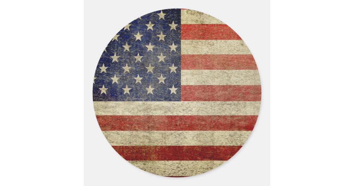 Old American Flag Classic Round Sticker | Zazzle