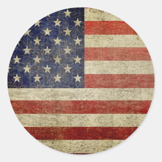Old American Flag Classic Round Sticker | Zazzle.com