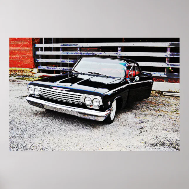 Old and Classic Black Impala Art Poster | Zazzle