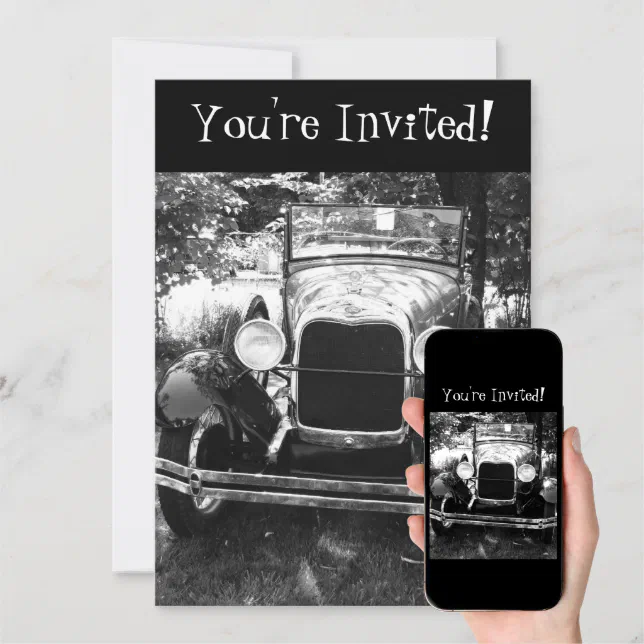 Old Antique Classic Car Retirement Invitation | Zazzle