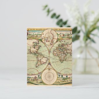 Old Antique Vintage General Map of World Postcard | Zazzle