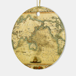 Old Antique World Map Ceramic Ornament | Zazzle