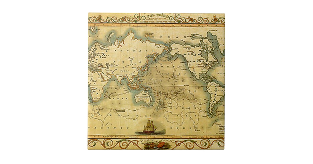 Old Antique World Map Ceramic Tile | Zazzle