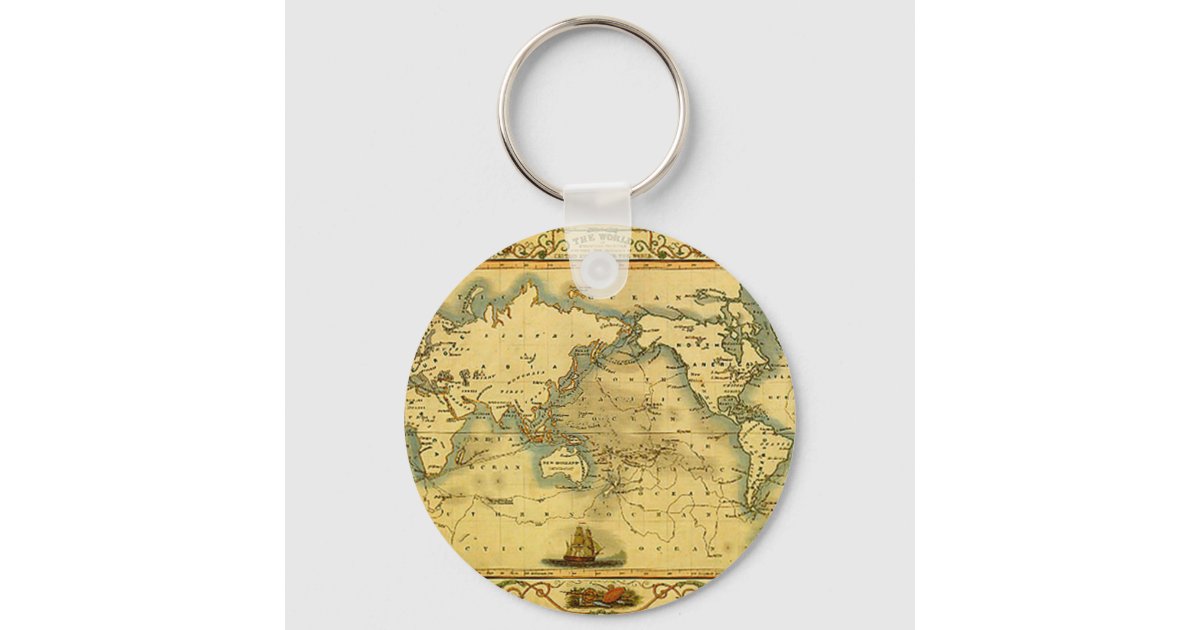 Old Antique World Map Keychain | Zazzle