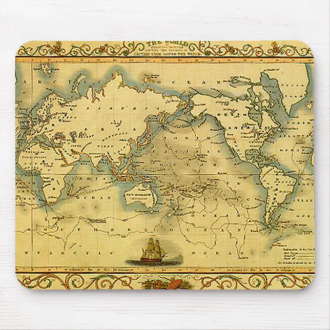 Old Antique World Map Mouse Pad | Zazzle