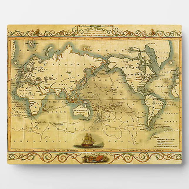 Old Antique World Map Plaque | Zazzle