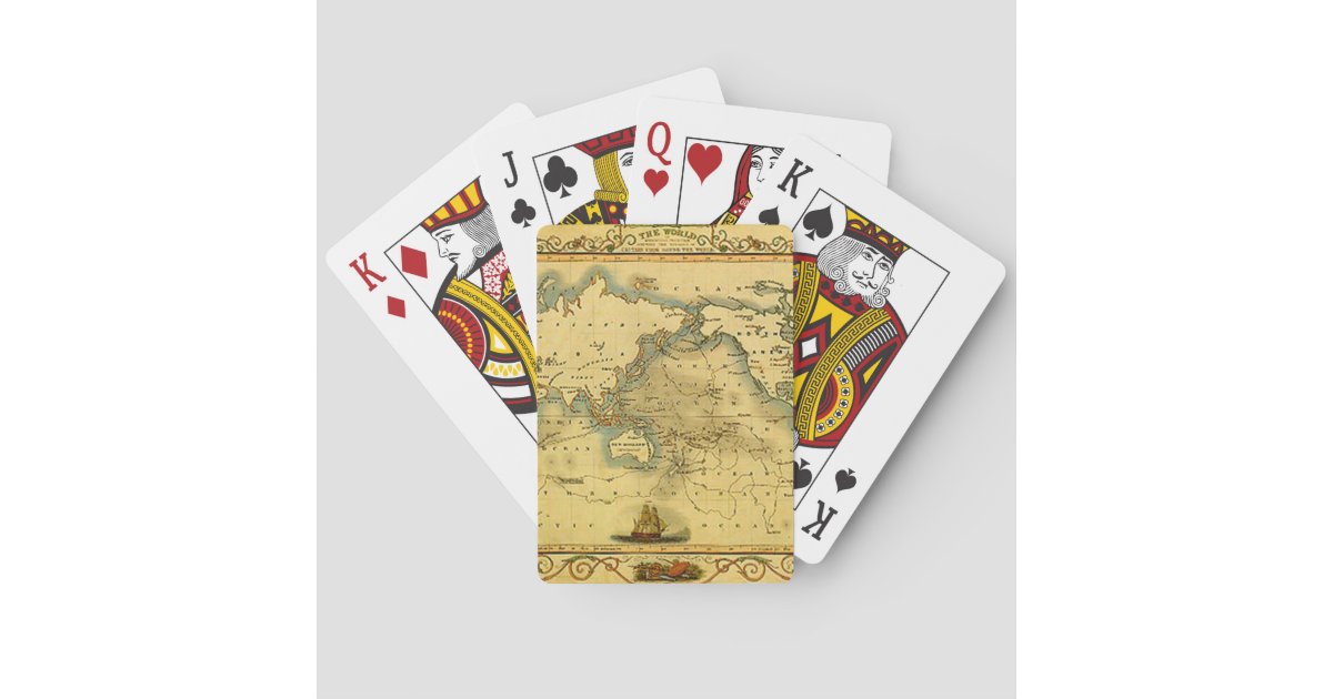 Old Antique World Map Poker Cards | Zazzle