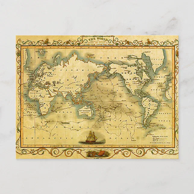 Old Antique World Map Postcard | Zazzle
