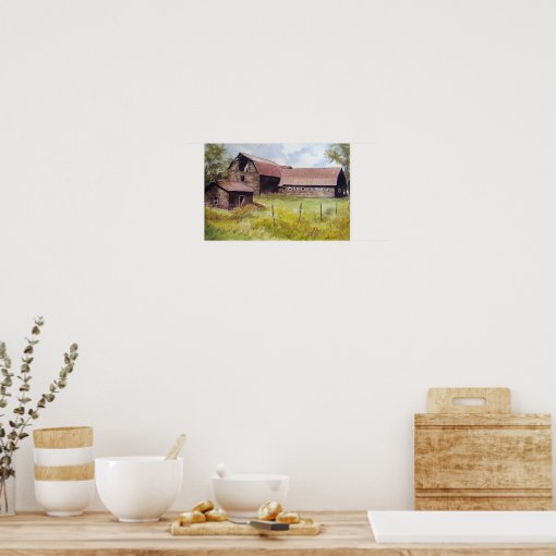 Old Barn and Farmhouse- poster | Zazzle