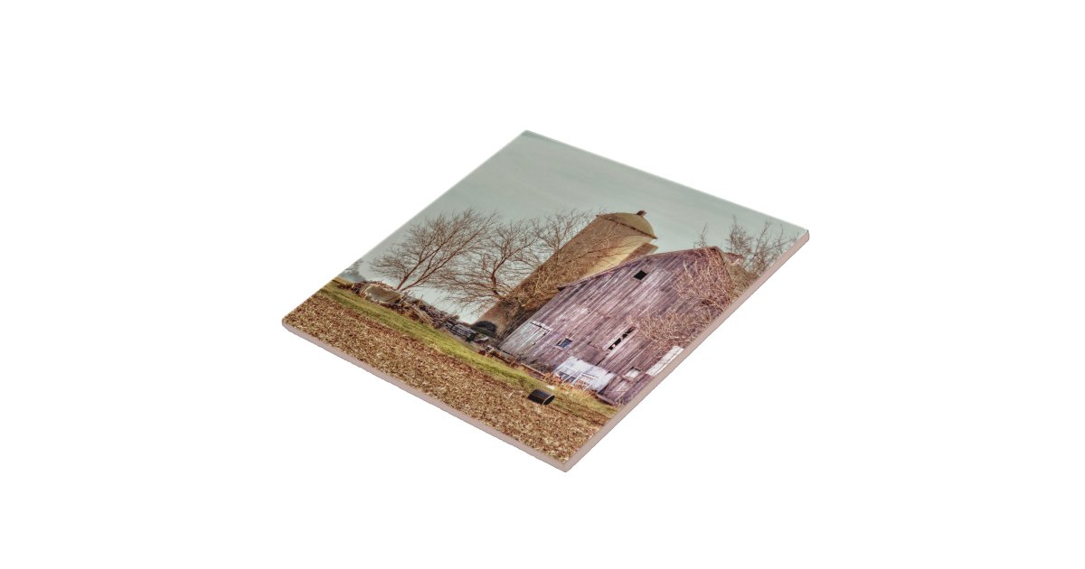 Old Barn and Silo Ceramic Tile | Zazzle