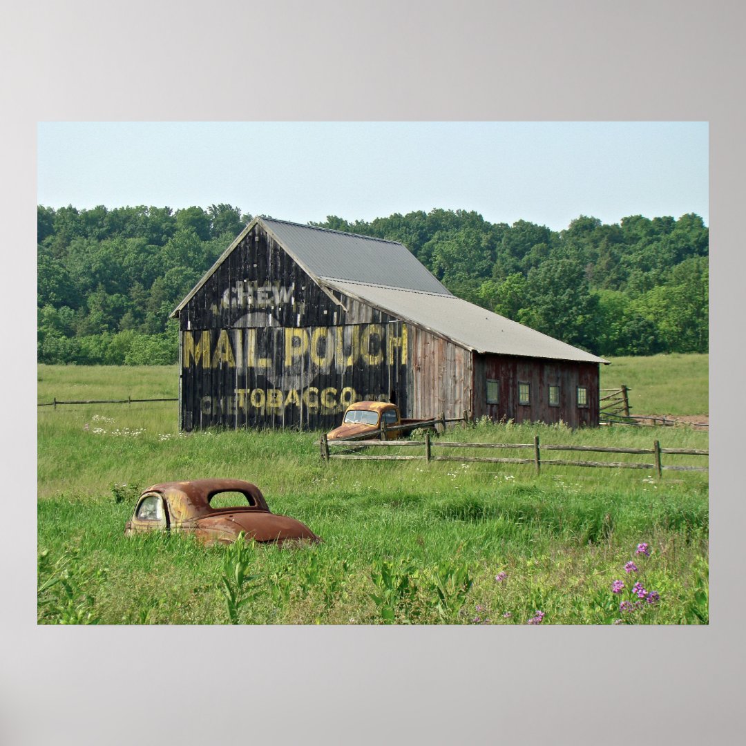 Old Barn Mail Pouch Tobacco Advertising Poster | Zazzle