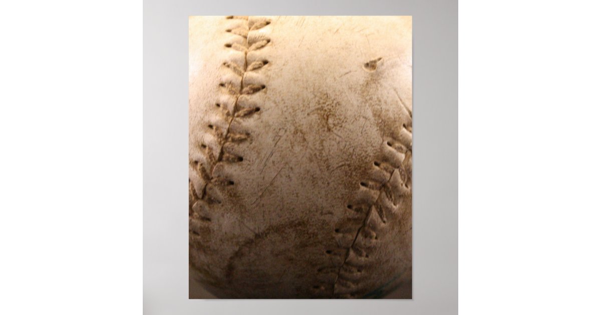 Old Baseball Up Close Poster | Zazzle