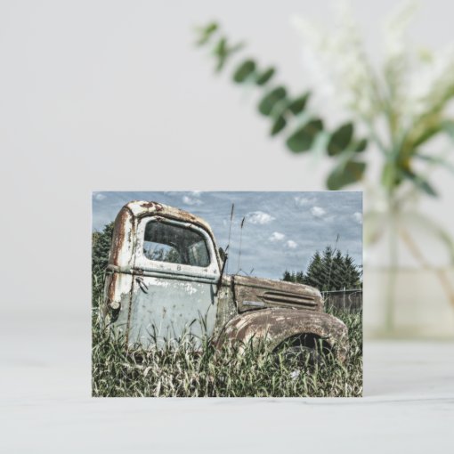 Old Beater Truck - Rusty Vintage Farm Vehicle Postcard | Zazzle