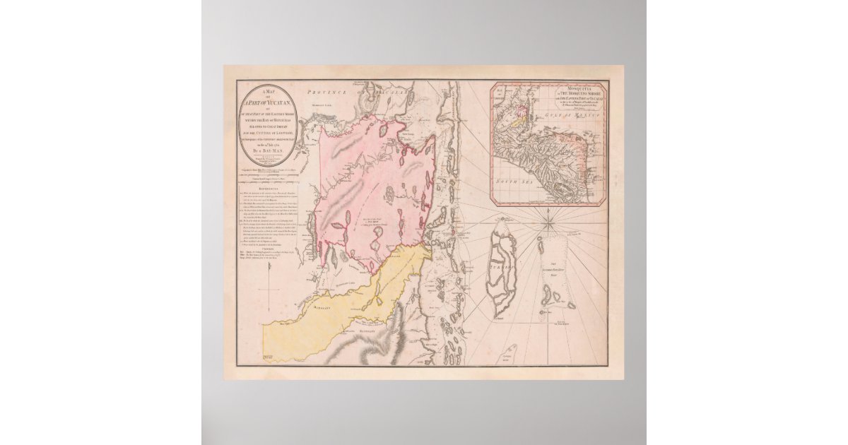 Old Belize Map (1786) Poster | Zazzle
