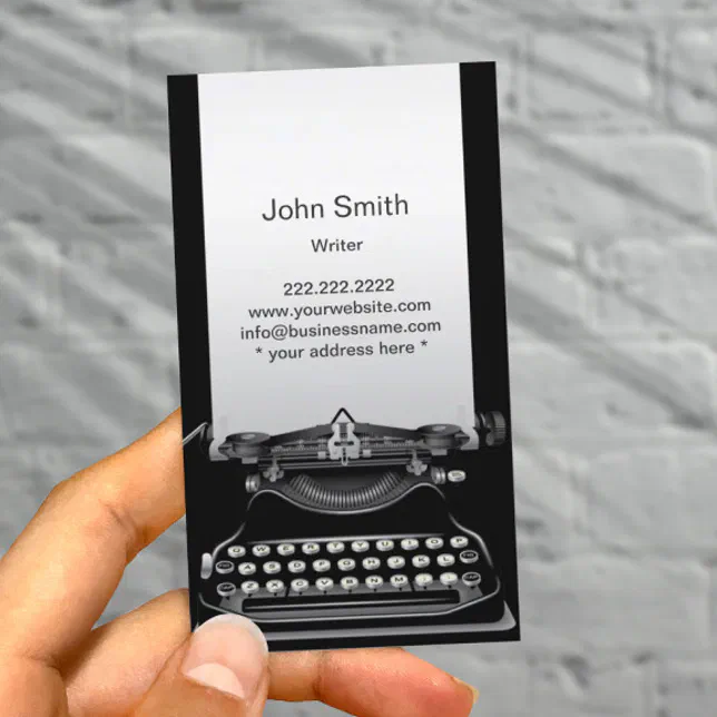 Old Black Typewriter Writer Business Card | Zazzle