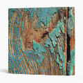 Old blue paint on wood 3 ring binder | Zazzle
