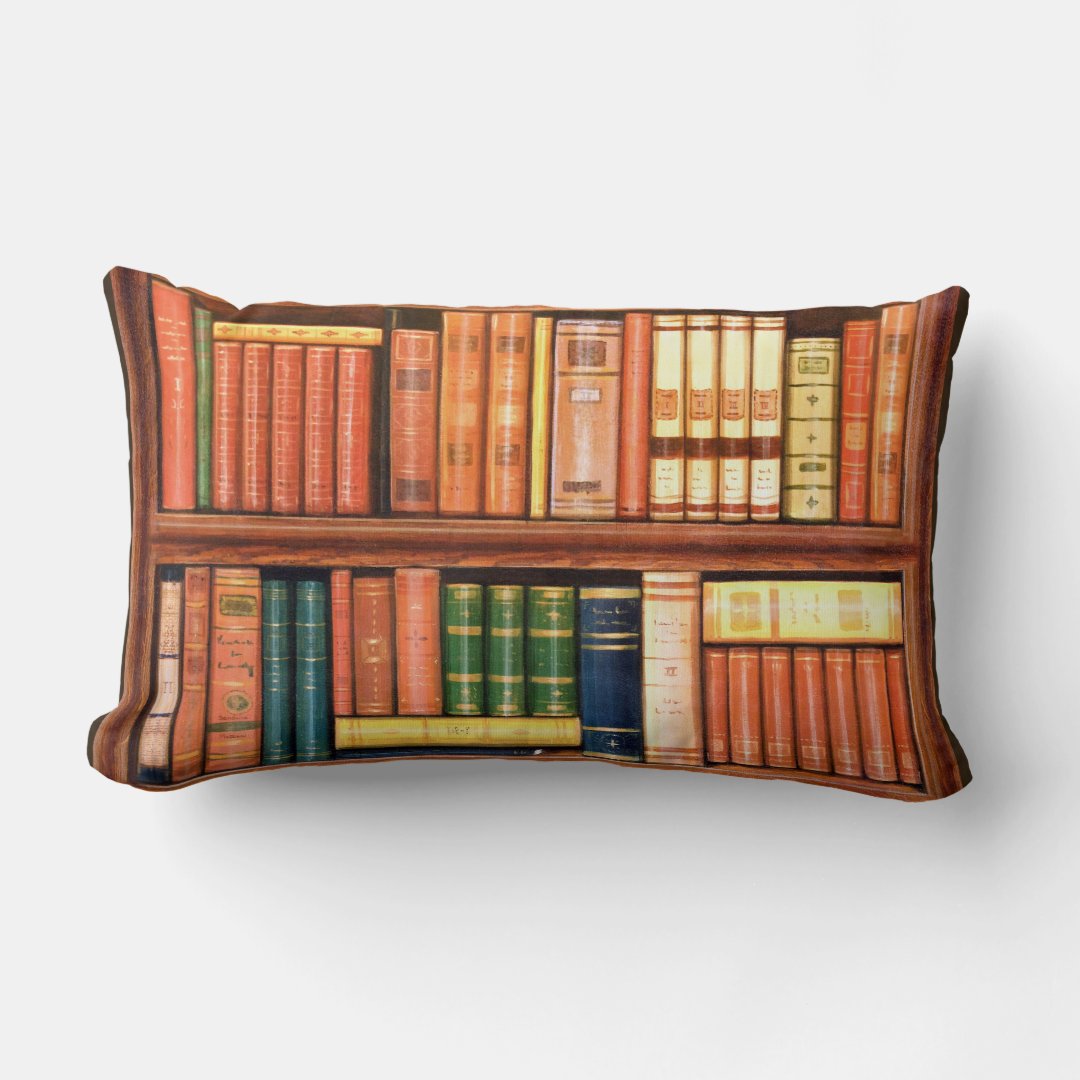 Old Books Antique Library Bookshelf Lumbar Pillow | Zazzle