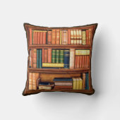Old Books Antique Library Bookshelf Pillow | Zazzle