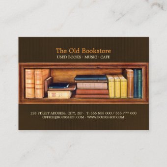 Old Books Bookstore Library business card | Zazzle