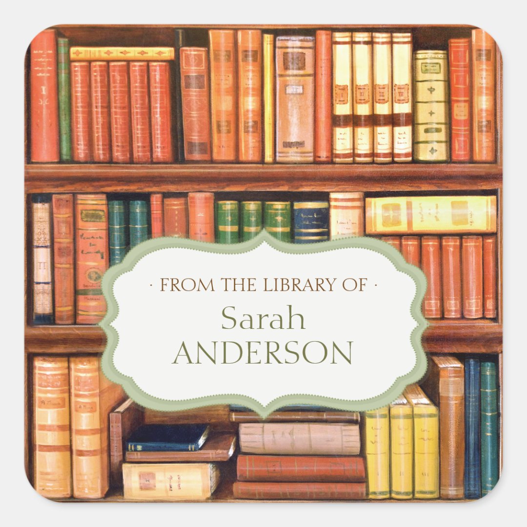 Old Books Library Personalized Bookplate Stickers | Zazzle