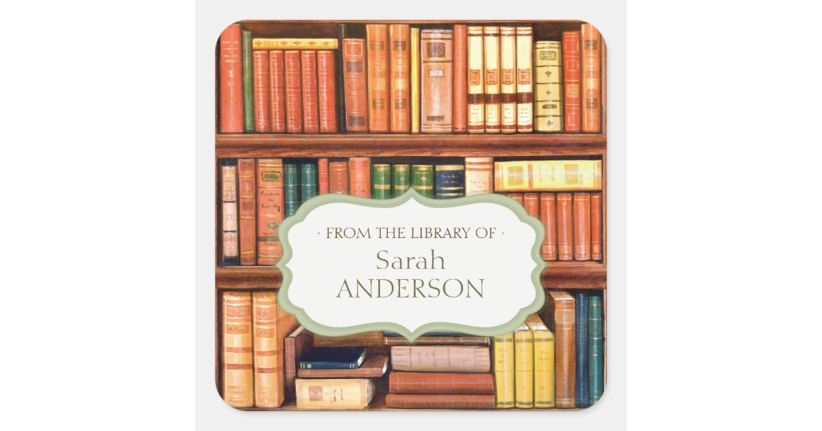 Old Books Library Personalized Bookplate Stickers | Zazzle