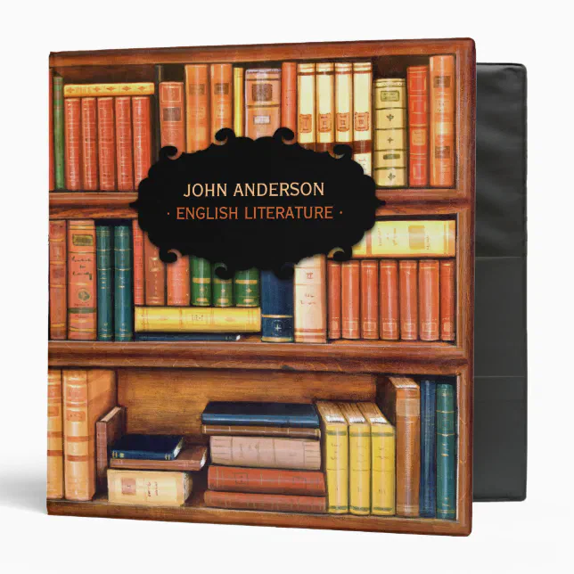 Old Books Vintage Library Bookshelf Binder | Zazzle